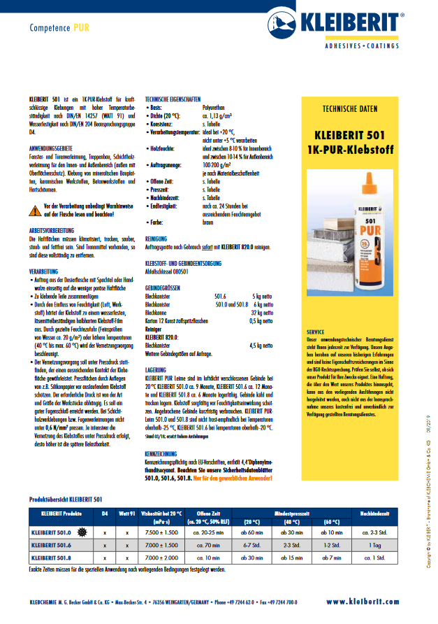 Kleiberit PUR-Leim 501.0 0,5k g - PU Holzleim Holzkleber Wasserfest Klebstoff D4 | eBay