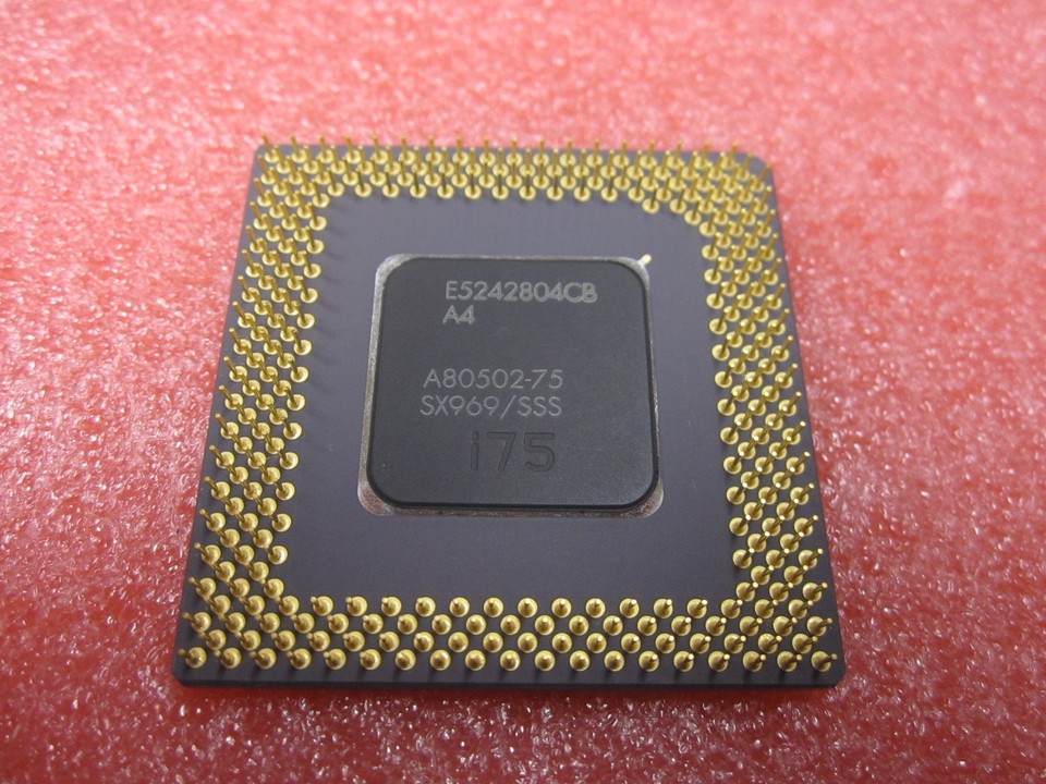 Vintage Intel Pentium 75MHz Ceramic Gold-Pin Socket 7 CPU A80502-75 ...