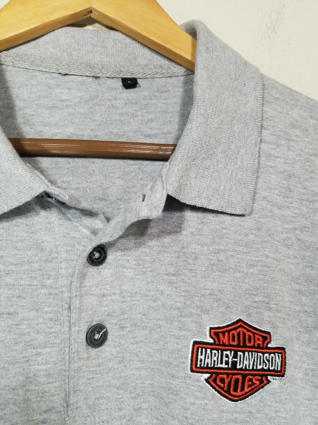 Harley Davidson Gray Work Biker Polo Shirt Long Sleev… - Gem