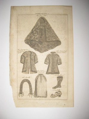 ANTIQUE 1761 MEDIEVAL MIDDLE AGES MENS FASHION COSTUME COPPERPLATE ...