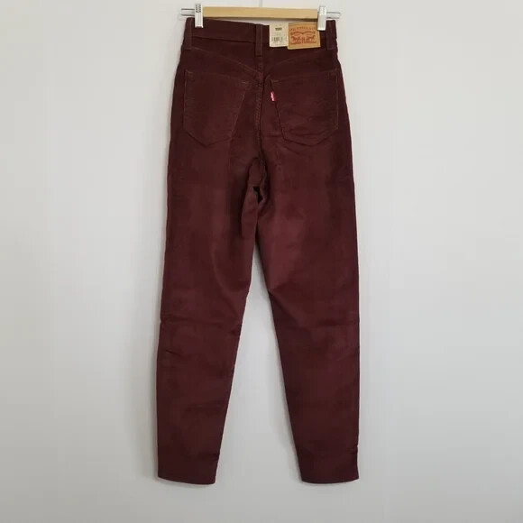 NWT Levi's Maroon Corduroy High Waisted Mom Jeans Pants Size 24 | eBay