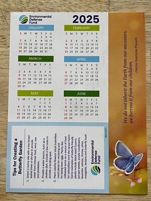Enviornmental Defense Fund - 2024 & 2025 Calendar Card - Tip Chart ...