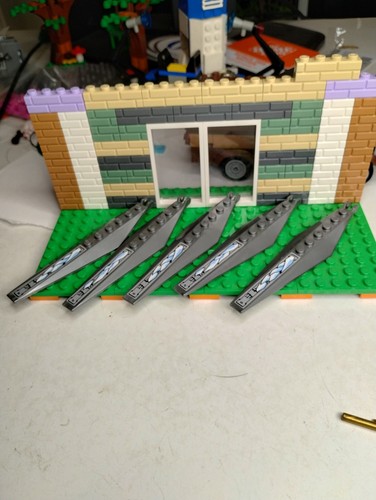 Lot Of 5 Lego Rotor Dark Bluish Gray stick 1x12 Wings Plate Helicopter ...