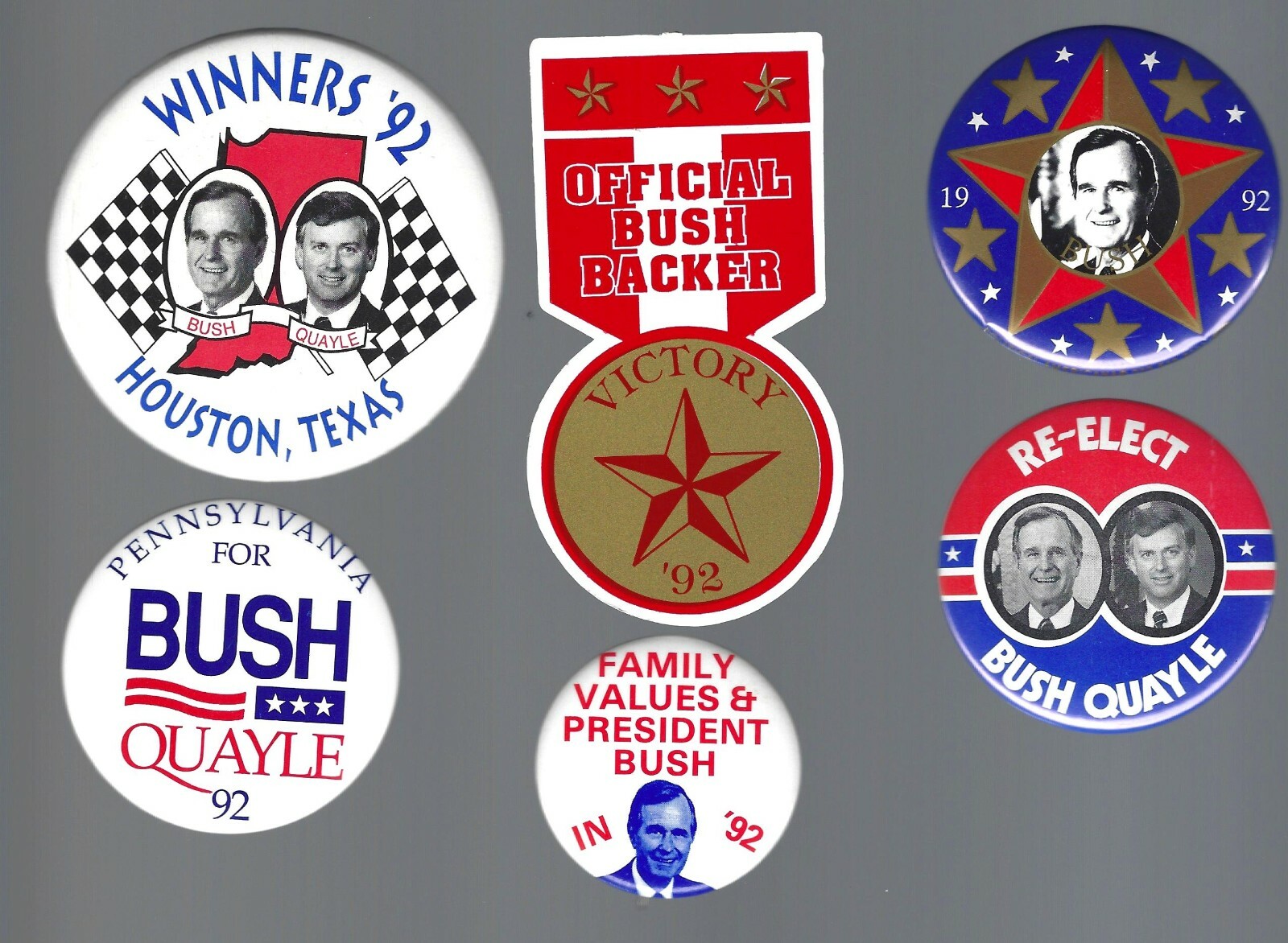 1988 - 1992 GEORGE H.W. BUSH & DAN QUAYLE PRESIDENTIAL CAMPAIGN BUTTON ...