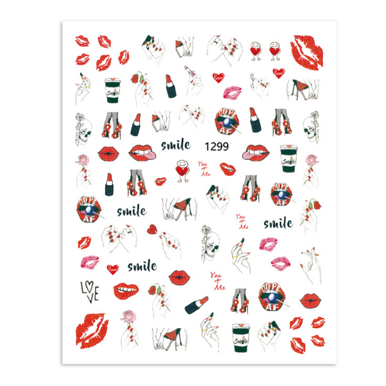 Nail Art Stickers Decals Transfers Sexy Lips Pop Art Lollipops Bad Girl ...