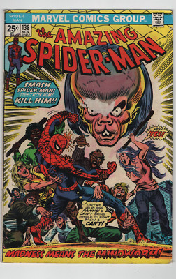 AMAZING SPIDERMAN #138 1974 MARVEL COMICS 1ST APPEARANCE MINDWORM MARK ...