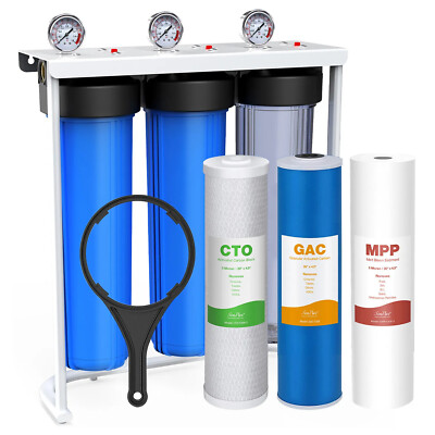4.5"x20" Whole House Well Water Filter System Iron,Sulfur,Manganese+ ...