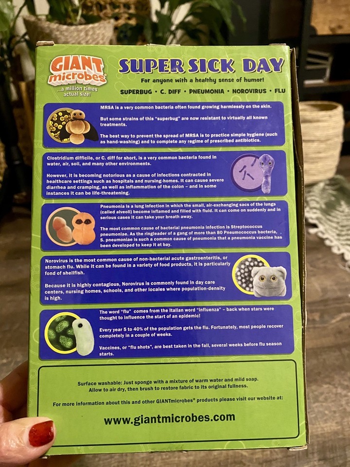GIANT MICROBES-SUPER SICK DAY THEME BOX-C.Diff Flu MRSA bug Norovirus ...