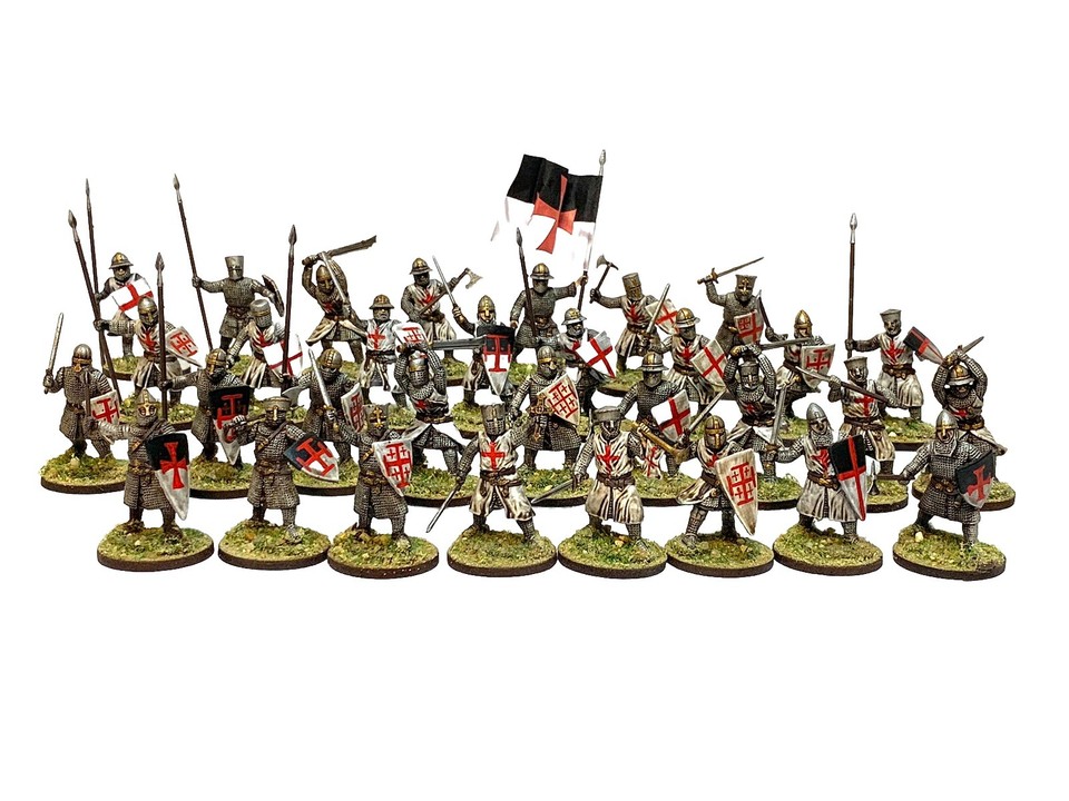 KNIGHTS TEMPLAR INFANTRY ARMY 32 28mm painted historical wargames ...