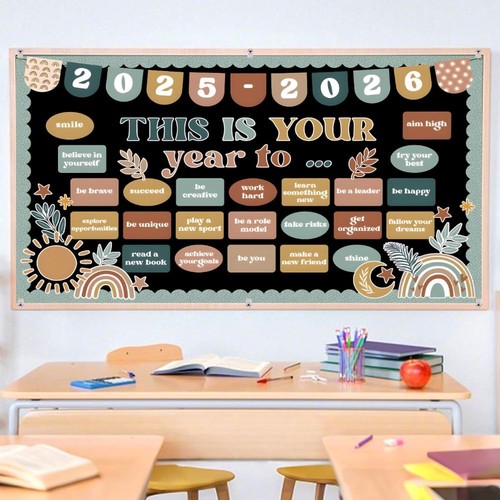Boho Motivational Bulletin Board Decorations Set (Banner) This is Your ...