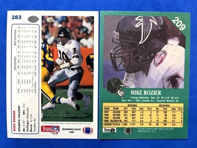 NFL - Mike Rozier 1991 Upper Deck & 1991 Fleer Football - Falcons | eBay