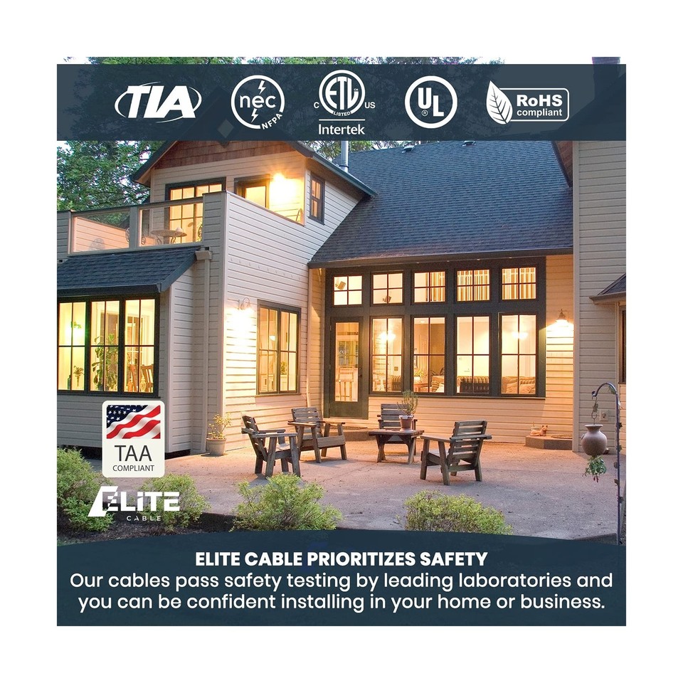 Elite 25 Pair Cat5e Riser (CMR), 500ft, UTP 24AWG, Solid Bare Copper ...