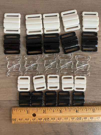 Lot 25 sets White Clear Black plastic neck Clasp costume Fasteners 1/2 ...