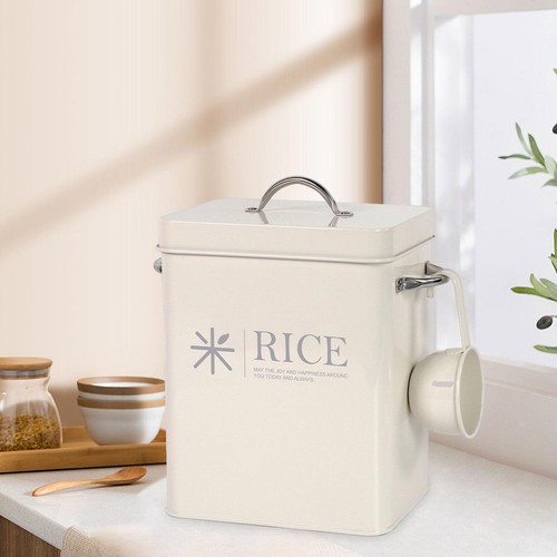Metal Rice Storage Container with Scoop Tins for Picnic Storeroom ...