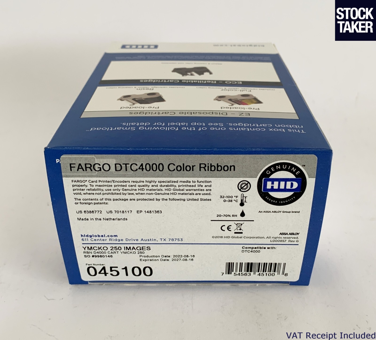 Genuine Fargo 045100 Colour Ribbon Cartridge DTC4000 YMCKO 250 Prints ...