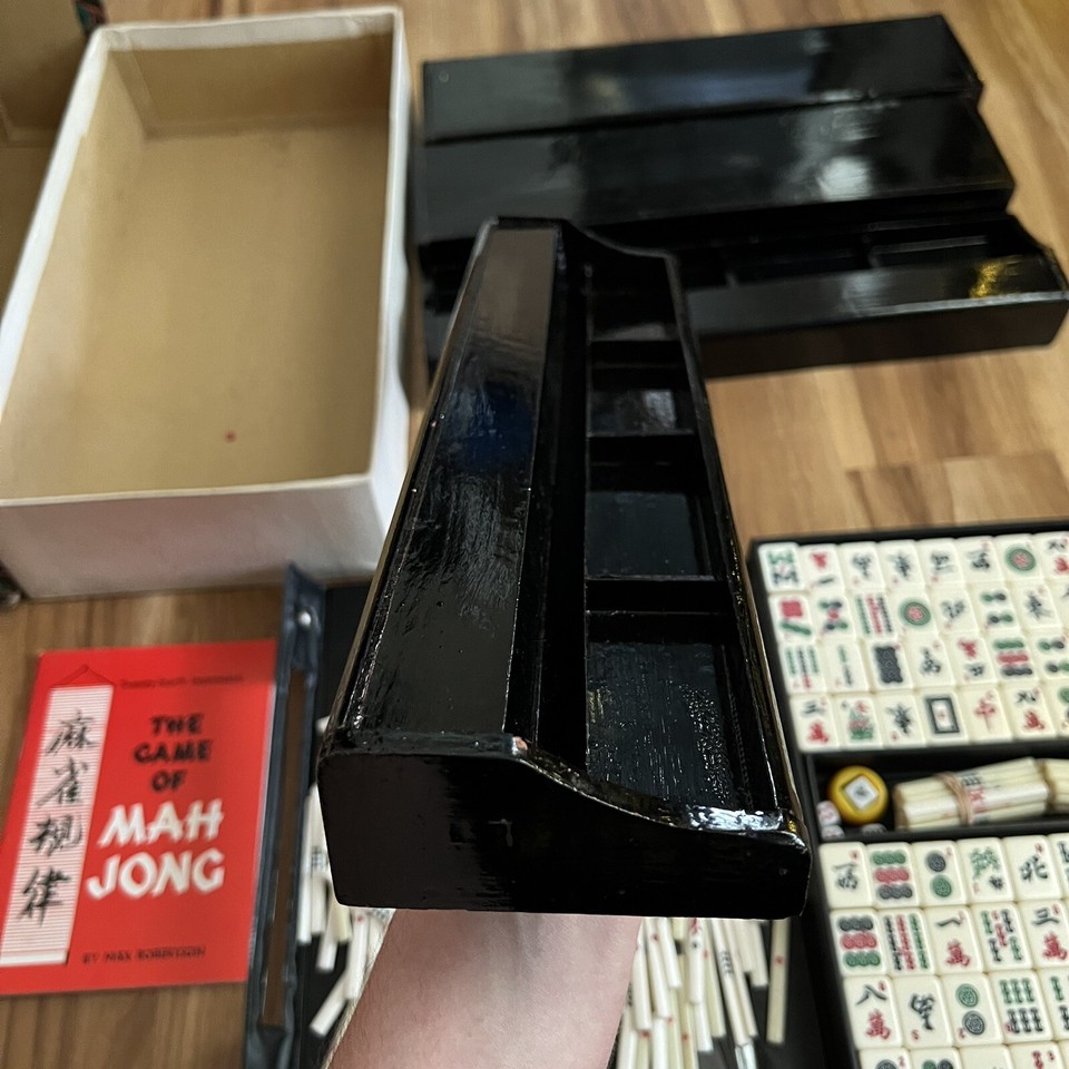 Vintage Mah Jong Set Fujian Lacquer Wares 4 Racks 144 Tiles 172 Sticks ...