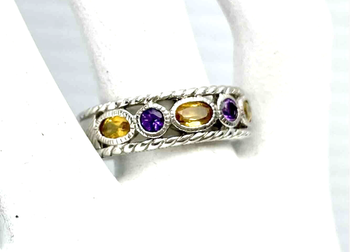 Judith Ripka Sterling Silver Yellow & Purple Spinel Ring 6.4g - Size 9 ...