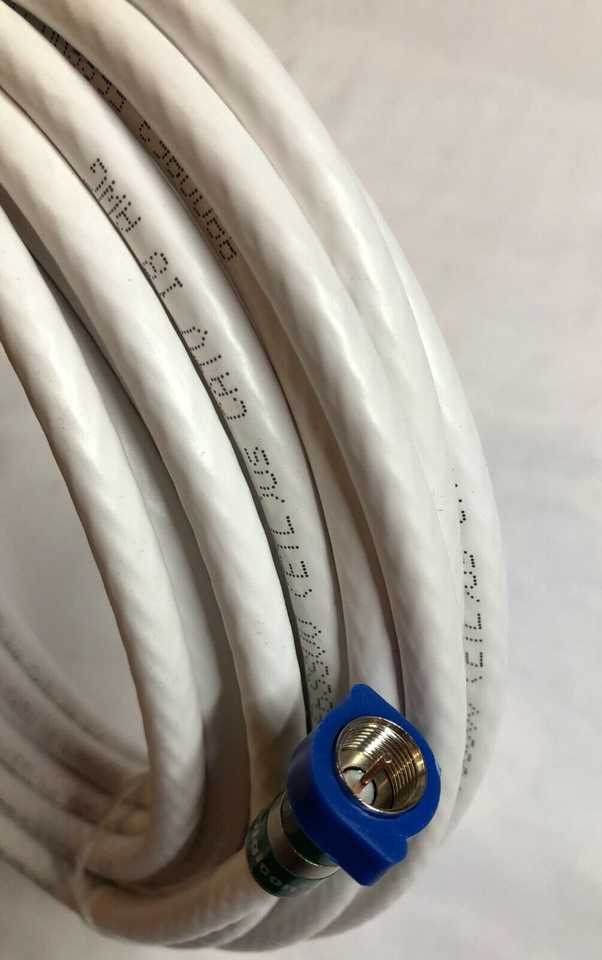 CATV White RG6 Coaxial Cable, 18 AWG - 25 Ft. NEW, Male-Male connectors ...