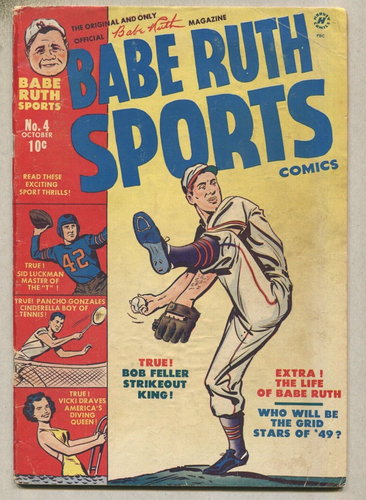 Babe Ruth Sports #4 VG/FN Bob Feller Strikeout King Harvey Comics SA ...