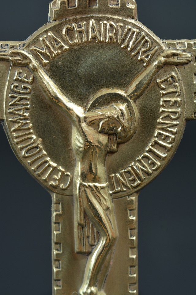 Gorgeous Modernist Religious Bronze Pectoral Cross Crucifix Signed ...