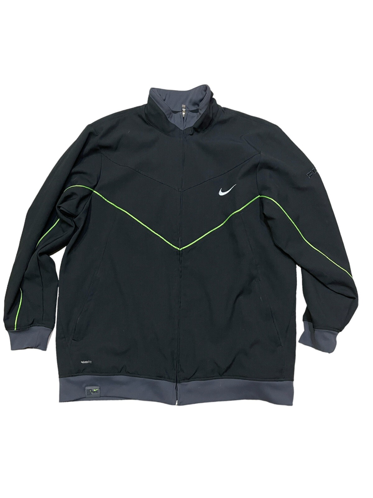 Nike Track Top Black Green Full Zip Tracksuit Top Dri-Fit Mens Size XL ...