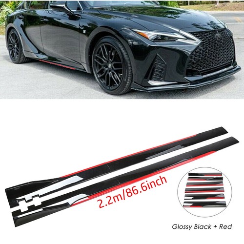 For Lexus IS250 IS350 86.6inches Side Skirt Extension Gloss Black Red ...