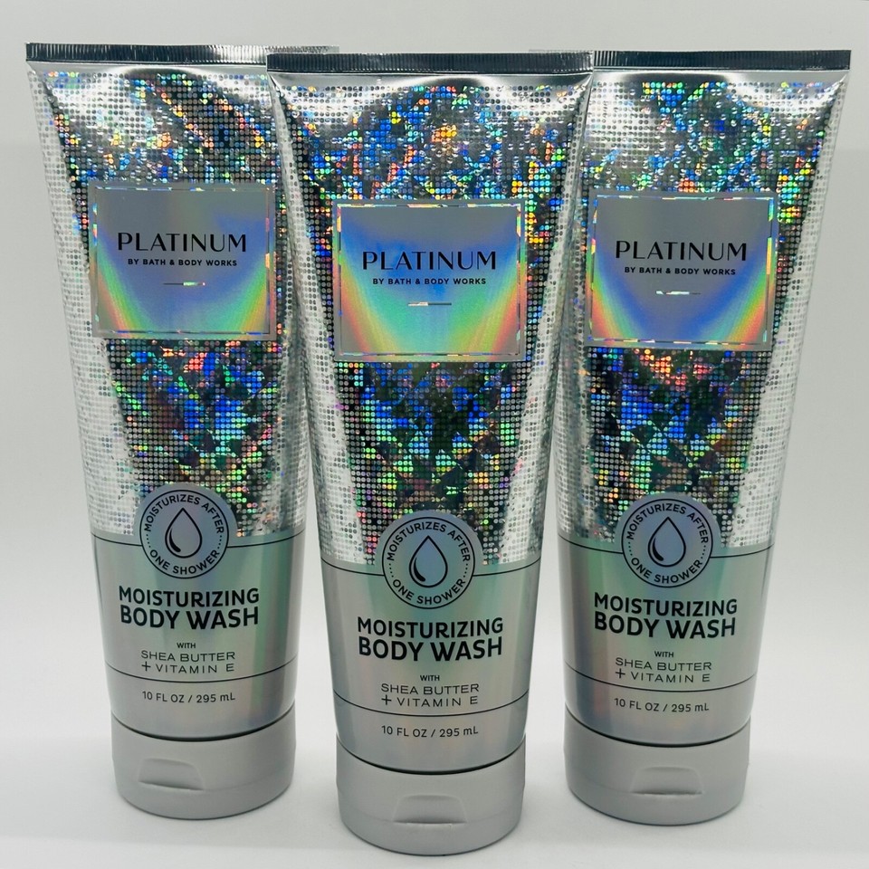 3-Pack Bath & Body Works PLATINUM Moisturizing Body Wash Shea Butter 10 ...