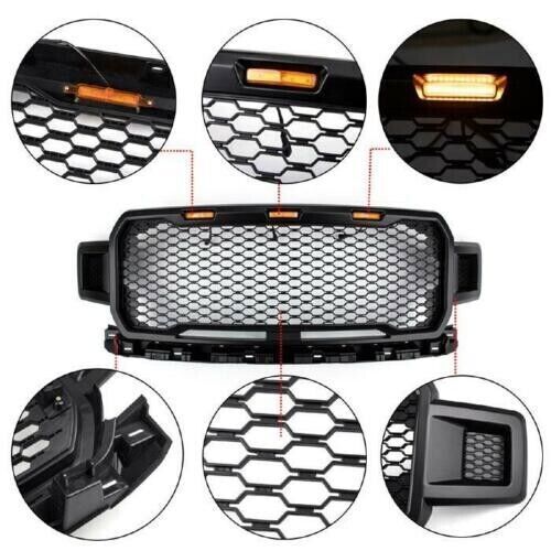 Fits For 2018-2020 Ford F-150 Raptor Style Front Bumper Grille w/ LED ...