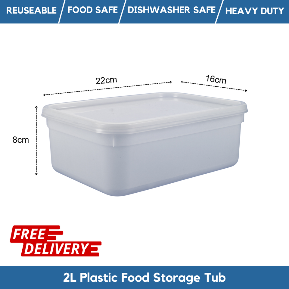 1L, 2L & 4L Rectangular Food Storage Container / Ice Cream Tub ...