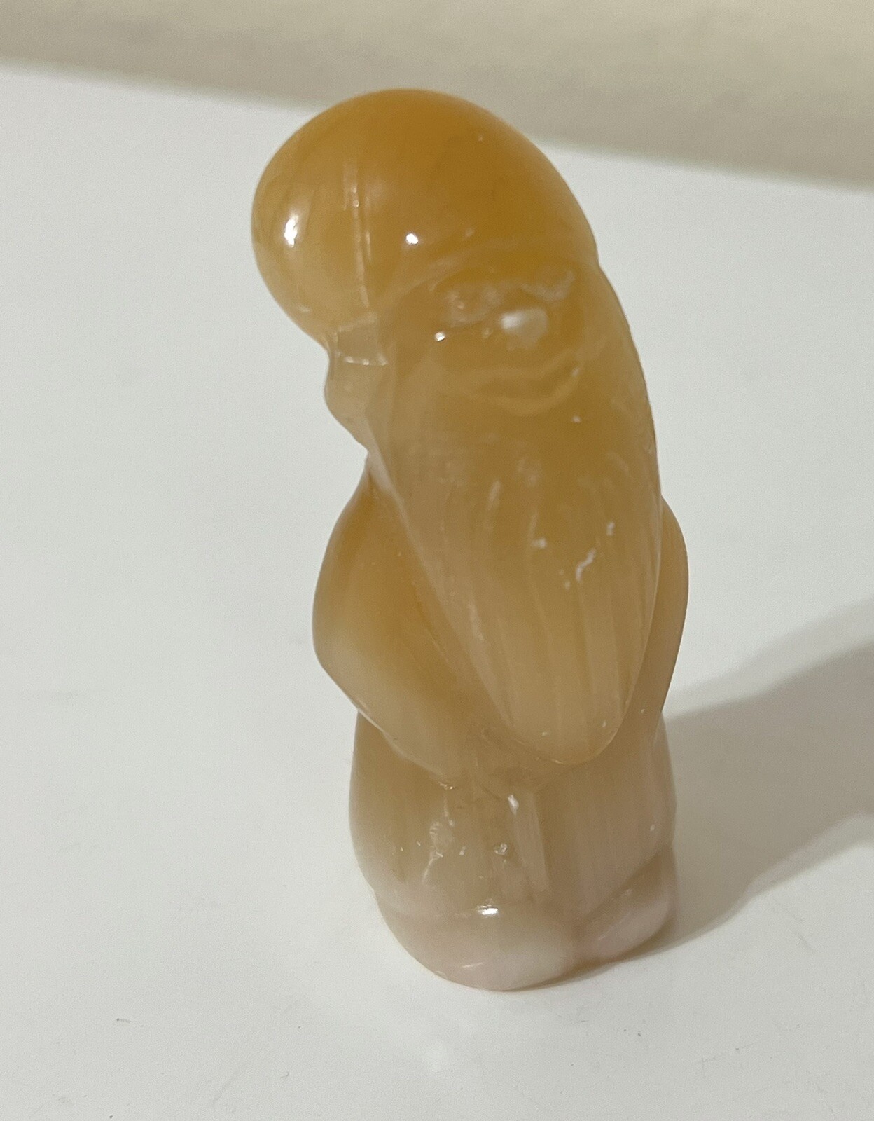 Russian Carved Stone Beard Man Selenite Vintage Figurine Peach Orange 2 ...