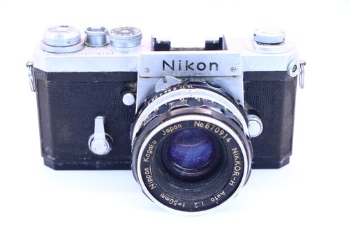 NIKON F film Camera NIKKOR-H 50/2 50MM F2 LENS FROZEN WATER DAMAGE AS ...