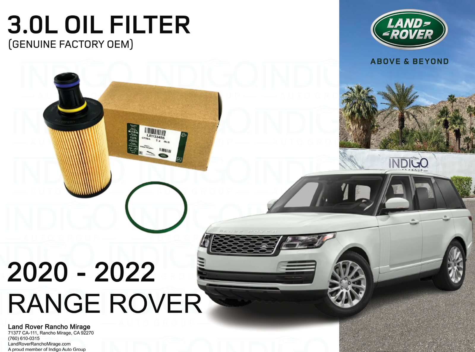 2020-2022 Range Rover FACTORY OEM 3.0L I6 Oil Filter (LR133455-RANGE ...