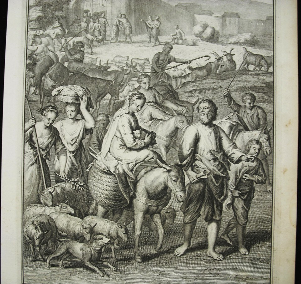 Antique Biblical Etching Abraham Lotus Haran J DE LATER gravure 1728 ...
