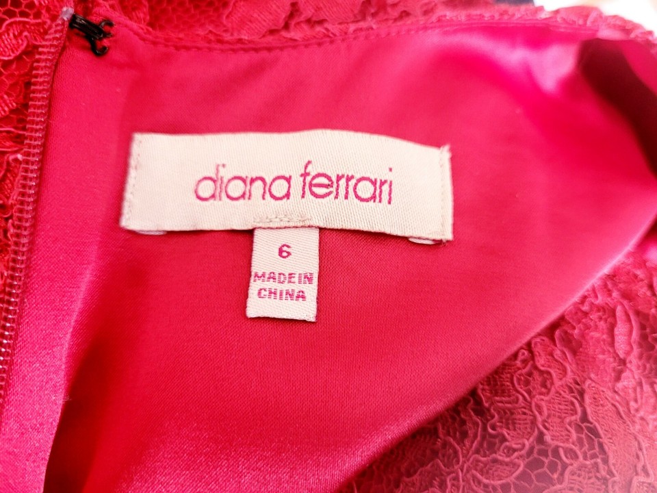 Diana Ferrari Size 6 Red Lace Pencil Knee Length Formal Dress | eBay ...