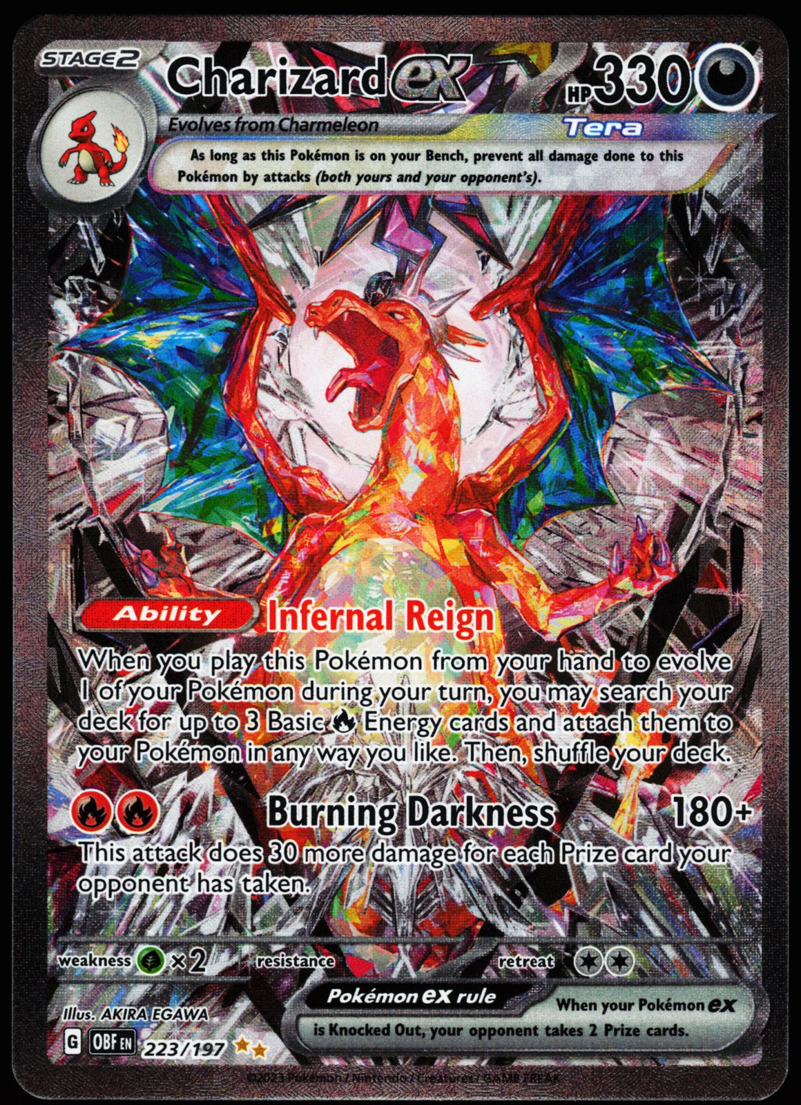 Pokemon Card - Charizard ex Obsidian Flames 223/197 Illustration Rare ...
