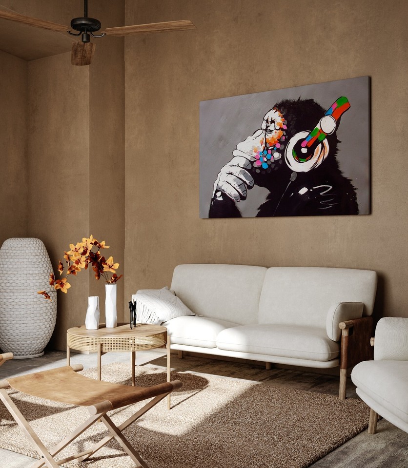 Elegantes Banksy Bild Affe Fotos