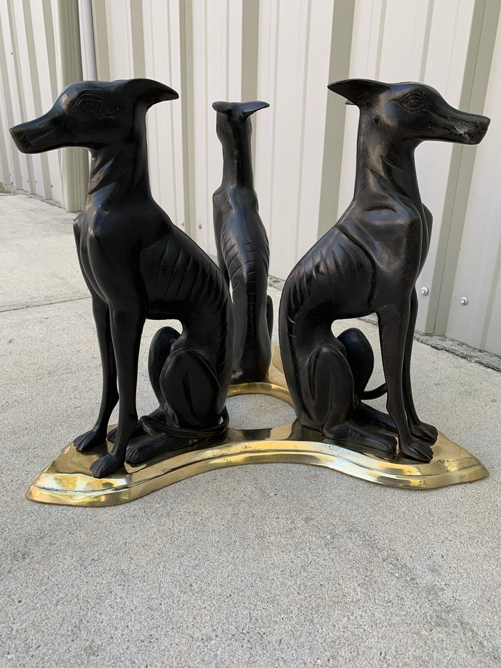 Vintage Maitland Smith bronze whippet table base occult esoteric witch ...