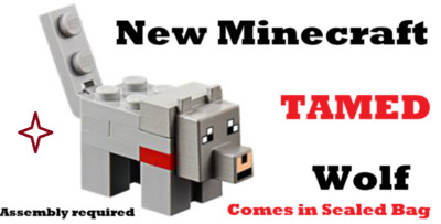 New Minecraft LEGO WOLF Tamed BRAND NEW Animal Jack Black Foe to Friend ...