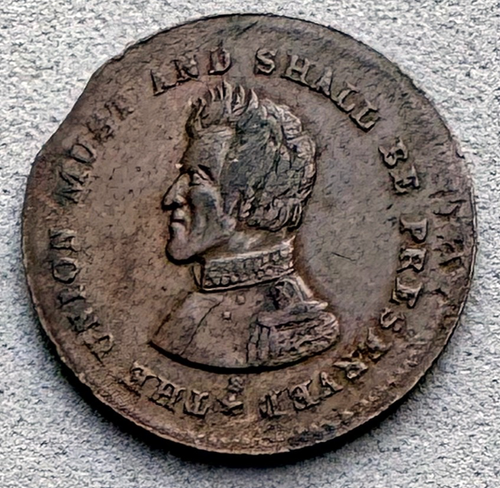 Jackson Union Must Be Preserved 1863 CIVIL WAR Clipped Planchet Error ...