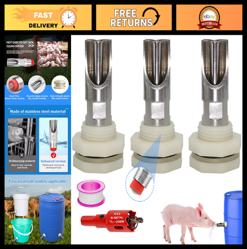 3 Pcs Pig Nipple Drinkers Kit | Auto Watering System for Pigs, Goats ...