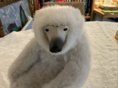 Vintage 11” Ceramic Porcelain Fur White Polar Bear Figurine Artist ...