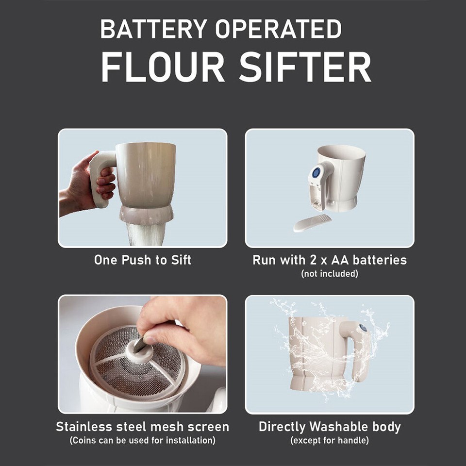 Electric Flour Sifters Easy To Clean Battery Operated Flour Sieves for ...
