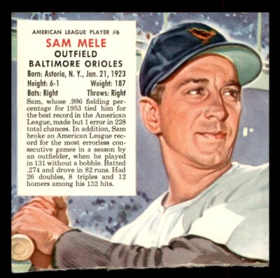 1954 Red Man without Tab Baseball #AL6 Sam Mele VG/EX *e2 | eBay