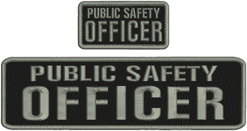 PUBLIC/SAFETY/OFFICER EMB patch 11x3 and 4x2 hook on back blk/gray | eBay