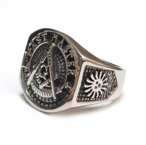 NEW Unisex Titanium Steel Retro Harley Biker Ring Punk AG Masonic ...