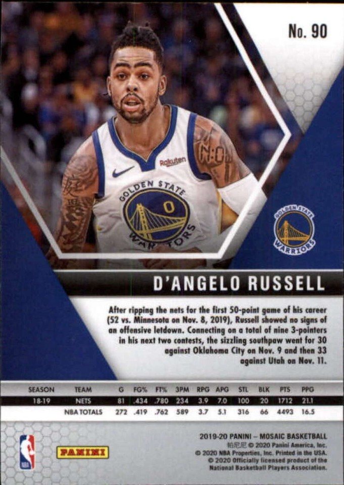 2019-20 Panini Mosaic #90 D'Angelo Russell Warriors NM-MT | eBay