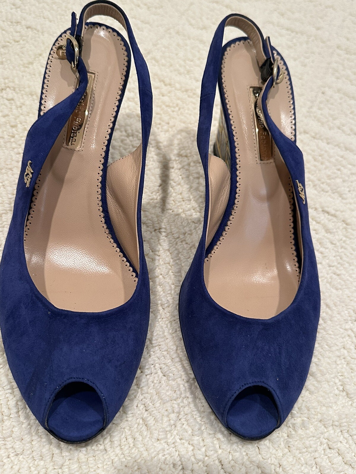 Authentic Marino Fabiani Italian Designer Blue Wedges… - Gem