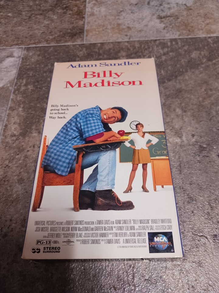 1995 Vintage Billy Madison Movie VHS Tape Adam Sandler Tested Comedy ...