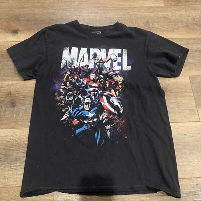 Vintage Graphic Tee Medium Black Marvel Group Shot 100% Cotton | eBay