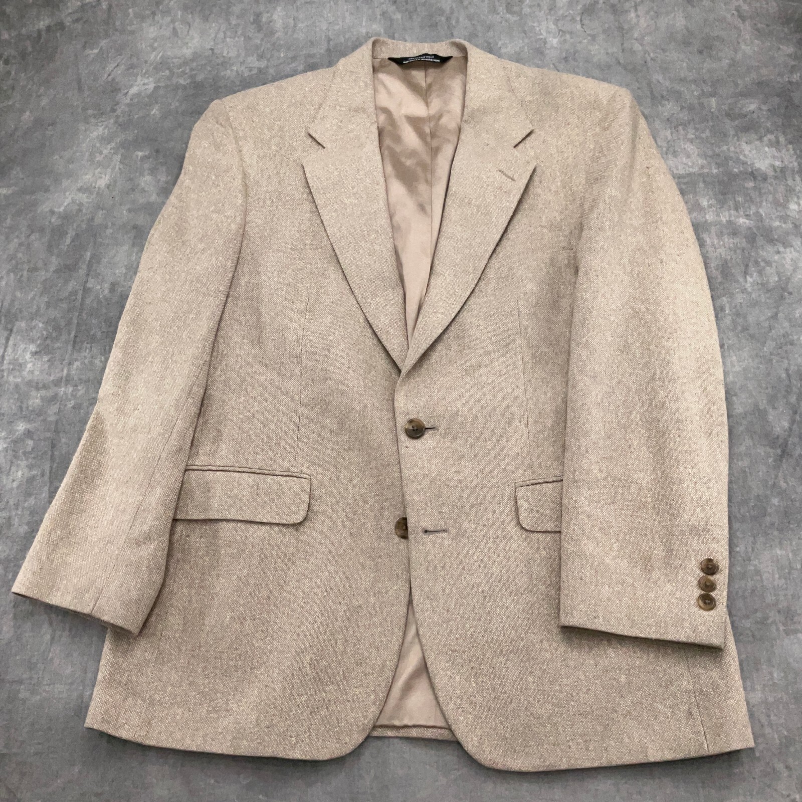 Henry Grethel Blazer Men 40R Tan Woven Matka Silk USA Made VTG Classic ...